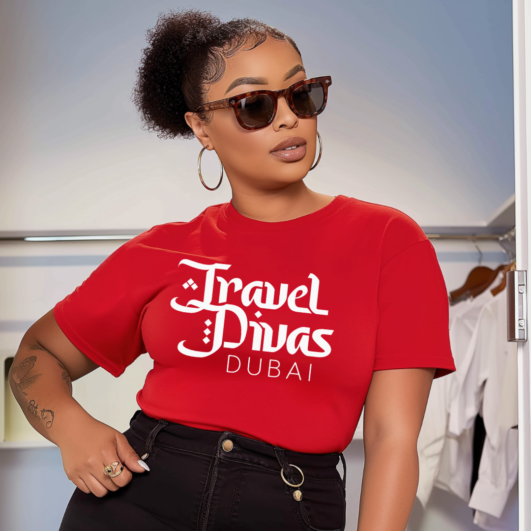 Travel Divas Dubai Logo T-Shirt Red – Travel Divas Online Store